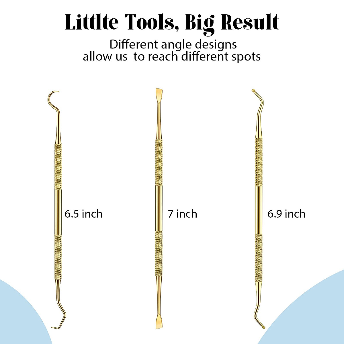 Hotop 3 Pieces Dog Dental Tooth Scaler and Scraper Stainless Double Headed Tarter Remover Scraper Pet Teeth Cleaning Tools for Dog and Cat (Gold)