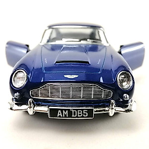 Sport Racing Classic Model Car Die-Cast 1:38 1963 Aston Martin DB5 Blue Color Toy Collection Pull Back Open Door Hobby Collectible
