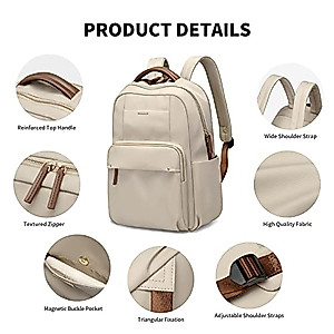 GOLF SUPAGS Laptop Backpack for Women Computer Bag Casual Daypack Fits 15.6 Inch Notebook Work Travel Backpacks (Apricot)