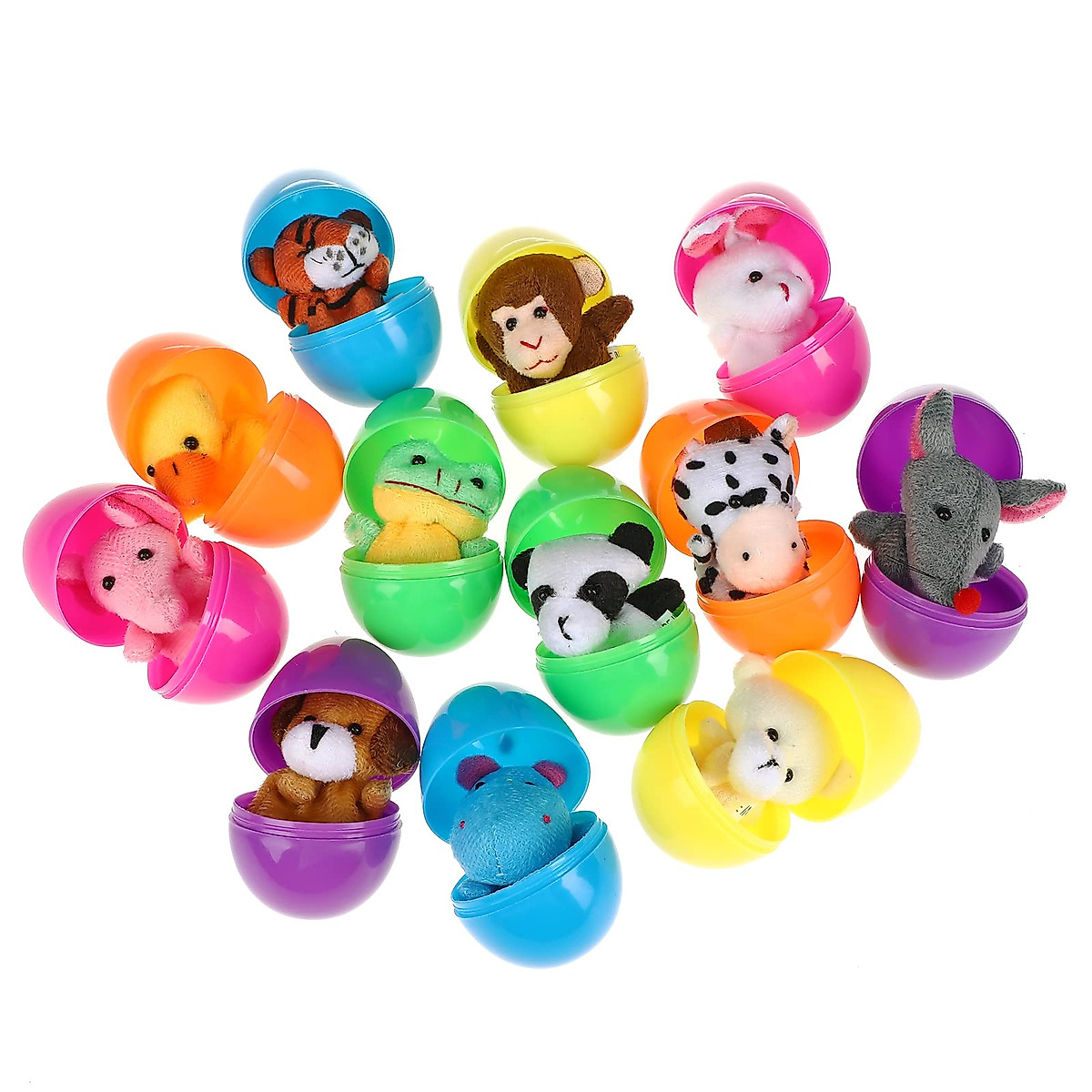 BILLMOSS Easter Eggs with Finger Puppets - 12 Packs Easter Basket Stuffers Party Favors for Kids Easter Eggs Hunt (Not Pre-Filled)