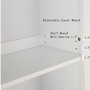 SEJOV Bookshelf 5 Tier Tall Bookcase with Doors Storage and 3-Tier Open Shelves Wood Farmhouse Bookshelves Cabinet Organizer for Living Room, Study, Kitchen, Home Office, White