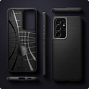 Spigen Liquid Air Case Compatible with Samsung Galaxy S21 Ultra - Black - 6.8 Inches