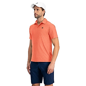 Three Sixty Six Golf Shirts for Men - Dry Fit Short-Sleeve Polo, Athletic Casual Collared T-Shirt Orange