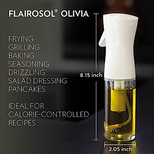 FLAIROSOL OLIVIA. The Original, Advanced Oil Sprayer for Cooking, Salad Dressings and More, Continuous Spray with Portion Control, Trusted by Professional Chefs. Patented Design and Technology. (Glass Bottle, Golden Leaves) 130ml/4.4 oz