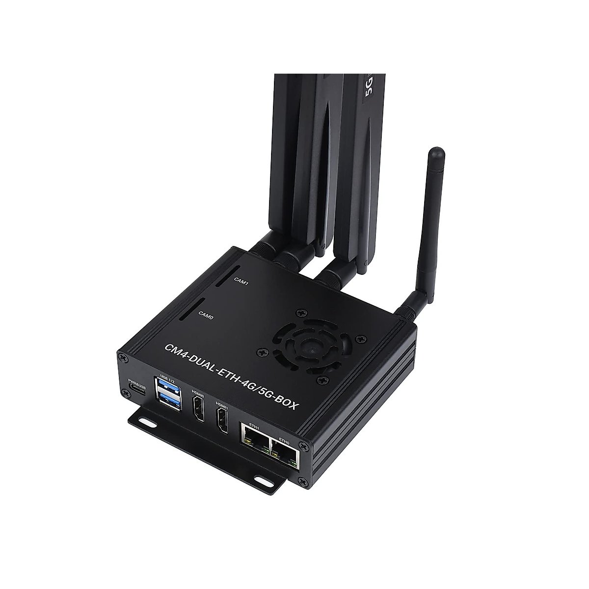 Waveshare Dual Gigabit Ethernet 5G/4G Mini-Computer Compatible with Raspberry Pi Compute Module 4 (NOT Included) with Metal Case and Cooling Fan