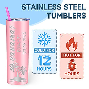 Custom Vacation Tumbler with Name, Girls Trip Cups for Best Friends, Bachelorette Trip Gifts for Girls, Personalized Beach Tumblers for Women Family Member, 20 oz Insulated Tumbler with Lid and Straw