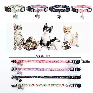 NISYYE Breakaway Cat Collar with Bell, 4 Pack Safety Adjustable Cat Collars Set