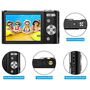Digital Camera 2.7K 44MP Camera, VAFOTON 2.8" LCD Rechargeable Mini Compact Pocket Camera with 16X Zoom for Adult Seniors Students Kids Beginner