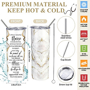 Domensi 6 Pcs Nurse Week Appreciation Gifts for Women Medical Nursing Assistant 20 oz Marble Sign Tumbler Makeup Bag Notepad with Ballpoint Pen for Graduation Nursing Student(Khaki)