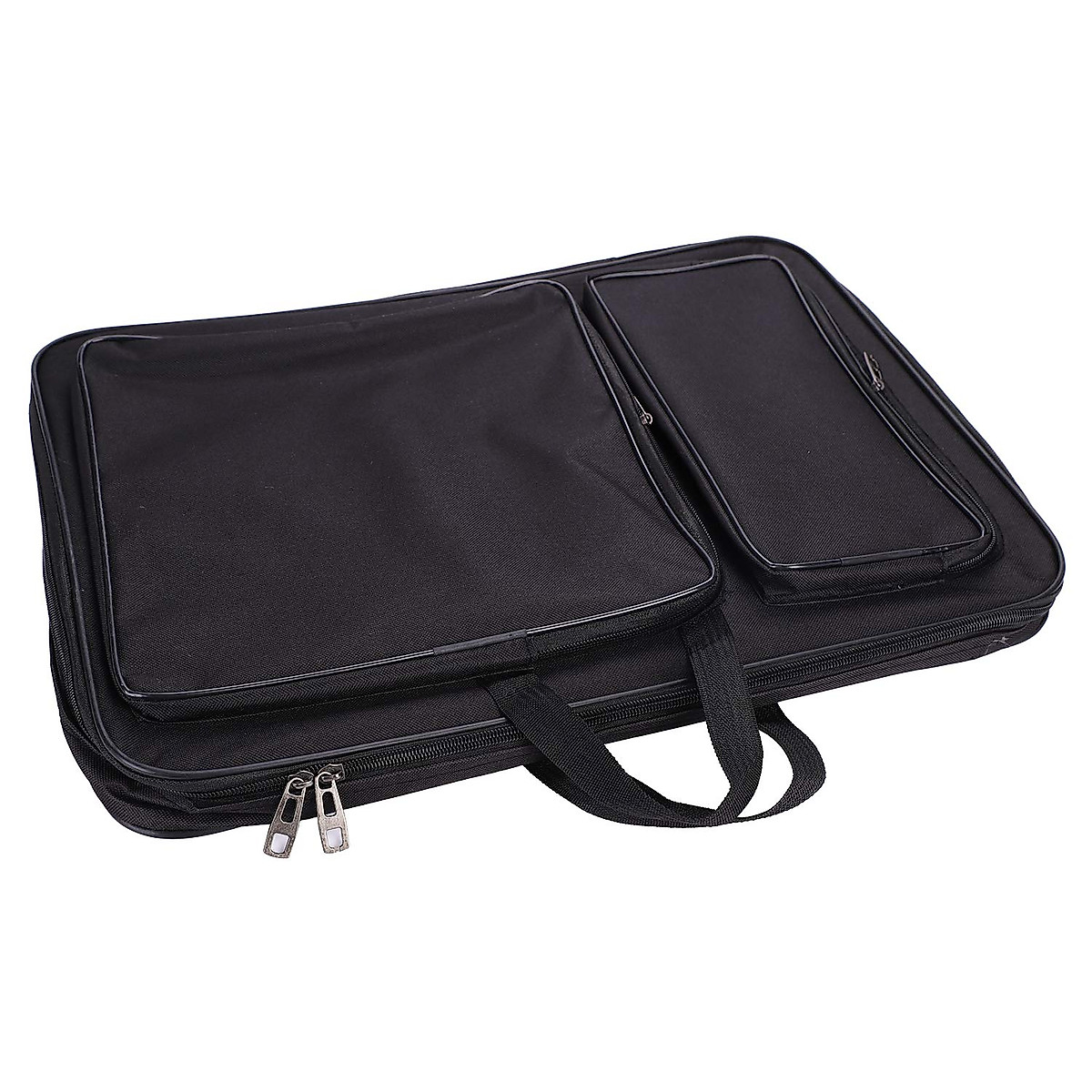 Kids Art Portfolio Case Artist Students Portfolio Bag Tote Bag 8K Waterproof Art Carrying Shoulder Bag Large Drawing Painting Sketching Boards Canvas Bag Art Supplies Storage Bag 18.6x13.9" (Black)