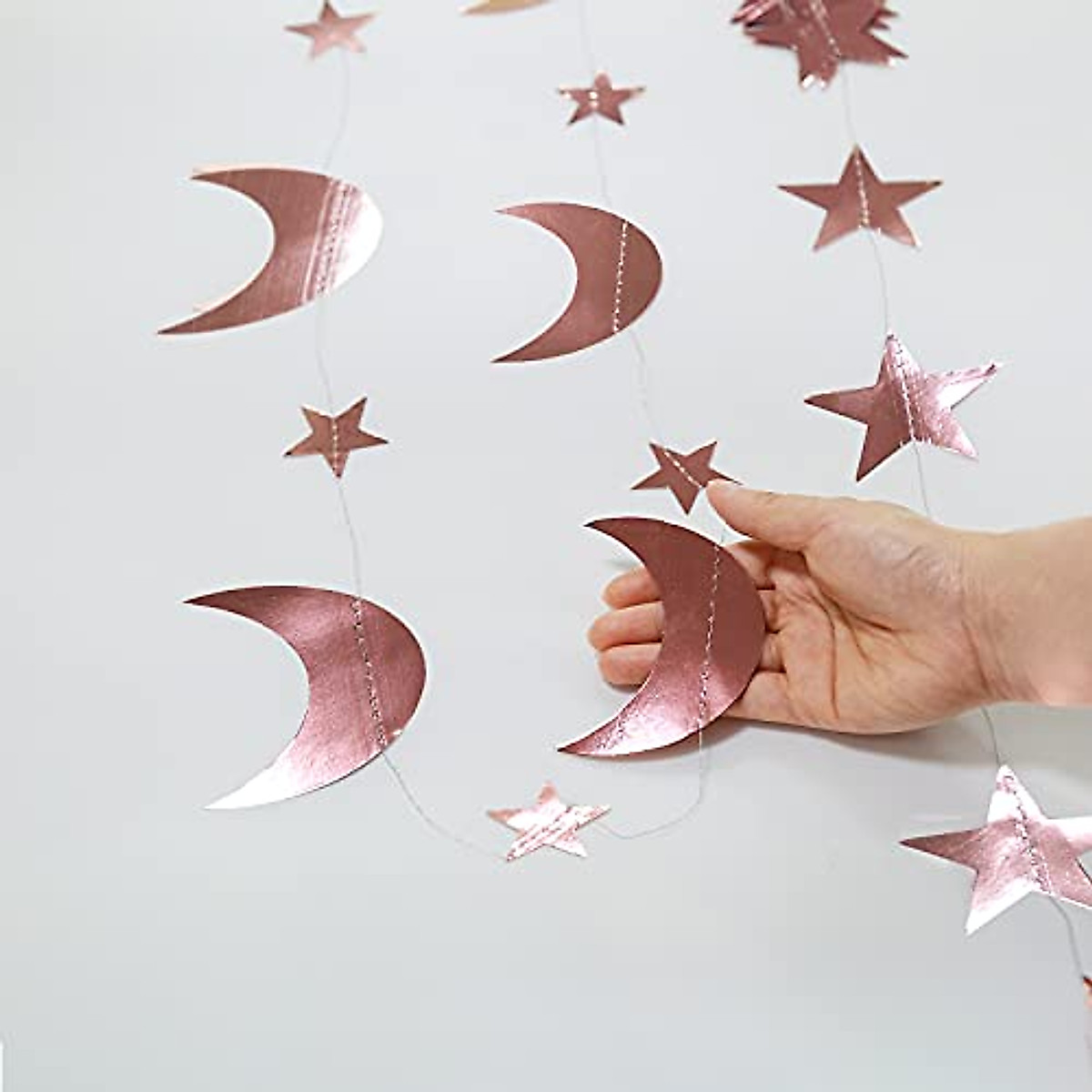 Rose Gold Twinkle Little Star Moon Garland Planet/Constellation Party Decorations Ramadan Crescent Garlands Stars Streamer Banner Kids Birthday/Bdau Wedding Anniversary Baby Shower EID Party Supplies
