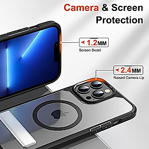 SUPERONE Defender Mag Safe Case for iPhone 13 Pro Max with Stand, [Magnetic Strength Enhanced] [Anti-Yellowing] [Military Grade Protection] Shockproof Slim Protective Phone Case 6.7 inch, Black