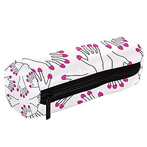 Raspberries On All Fingers Hand Pattern Pencil Bag Pen Case Stationary Case Pencil Pouch Desk Organizer Makeup Cosmetic Bag for School Office