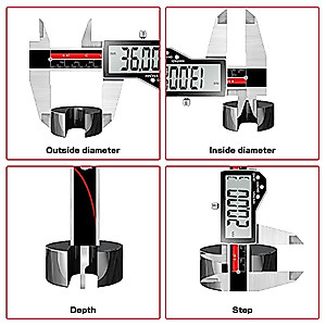 Digital Caliper Electronic Caliper Measuring Tool Precision Digital Vernier Caliper Inch/Millimeter/Fraction Measurement Micrometer for Jewelry - Metal Metric Measure Caliper for Engineer Carpenter