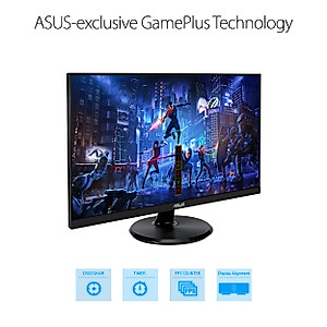 ASUS 23.8” 1080P Monitor (VZ24EHE) - Full HD, IPS, 75Hz, 1ms, Adaptive-Sync/FreeSync, Low Blue Light, Flicker Free, Ultra-Slim, VESA Mountable, Frameless, HDMI, VGA (Renewed)