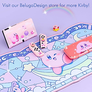 BelugaDesign Pink Puff Ball Switch Case | Glitter Anime Video Game Smash Star Allies Land Japanese Pastel Cover | Soft Snap-On Shell Compatible with Nintendo Switch Lite (Switch Lite, Clear Pink)