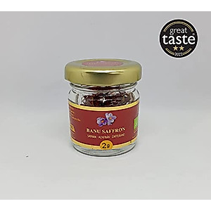 Organic Saffron - Banu Saffron Award Winning all Red Certified Organic Saffron Threads - 1 Gram (0.035 Ounce)