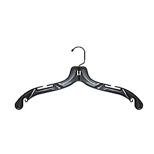 NAHANCO 2507BH Plastic Shirt/Dress Hanger with Black Swivel Hook, Medium Weight, 17", Black (Pack of 100)