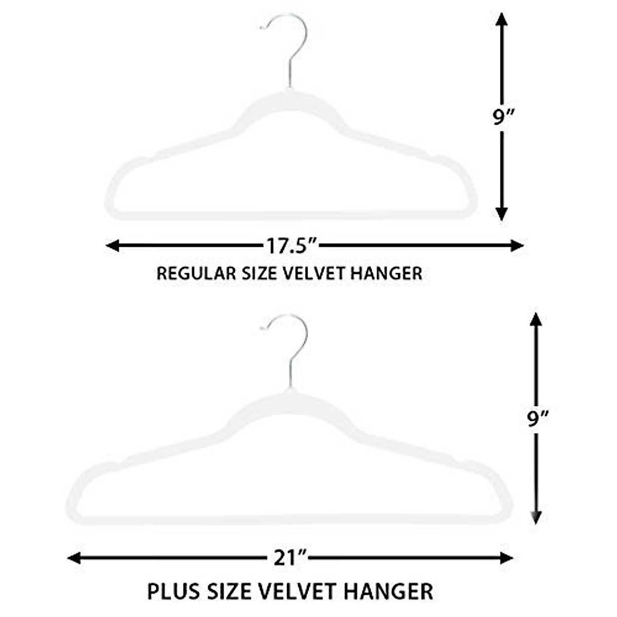 Home Expressions 21" Extra Wide, Plus Size, 20 Pack Premium Velvet Hangers 21"x9" … (Ivory)