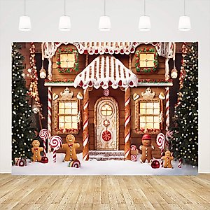 Ticuenicoa Christmas Winter Gingerbread House Backdrop 7x5ft Merry Xmas Snow Tree Eve Party Decorations Photography Background Snowflake Kid Portrait Banner Photo Shoot Studio Props