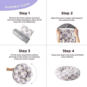 Lesure Donut Small Dog Bed - Round Cat Beds for Indoor Cats Calming Pet Beds, Cute Modern Beds with Jacquard Shaggy Plush & Anti Slip Bottom, 30 Inch, Purple