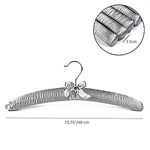 Better to U Grey Satin Padded Sweater Hangers 5 Pack, Blouse Hanger with Thick & Soft Foam for Bridal Wedding Dress Lingerie, Smooth Silk Covered Shirt Hanger Without Shoulder Bump