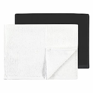 Hudson Baby unisex baby Rayon from Bamboo Bib, Burp Cloth Washcloth 10pk Headband, Black White, One Size US