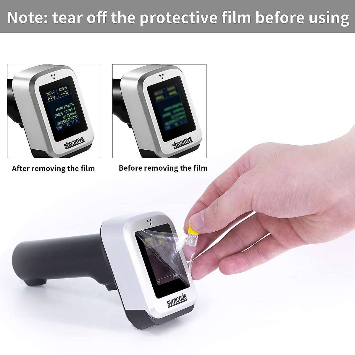 Symcode 2D QR Bluetooth Barcode Scanner with Screen Display with Charging Base,3 in 1 Compatible with Bluetooth & 2.4GHz Wireless & Wired Connection with 1.8 inch TFT Color LCD Screen