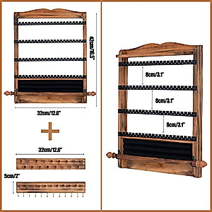 QILICHZ Jewelry Organizer Wall Mounted Wall Jewelry Organizer Set of 3 Wood Hanging Jewelry Organizer Rustic Jewelry Hanger for Jewelry Storage Display Gift (Brown+Black)
