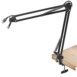 Soul Inscriptions Press USB Suspension Boom Microphone Stand-Adjustable Compact USB Microphone Arm Stand,Durable Steel for Radio Broadcasting Studio,Voice-Over Sound Studio,TV Stations - PMKSHUSB04