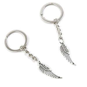 100 Pieces Keychain Keyring Door Car Key Chain Ring Tag Charms Supplies X6WA8L Angel Wings Connector