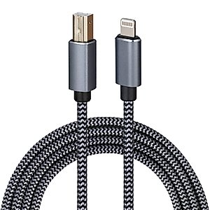 WORLDBOYU Lightning to MIDI Cable USB OTG Type B Cable for Select iPhone, iPad Models for Midi Controller, Electronic Music Instrument, Midi Keyboard, Recording Audio Interface (6FT)