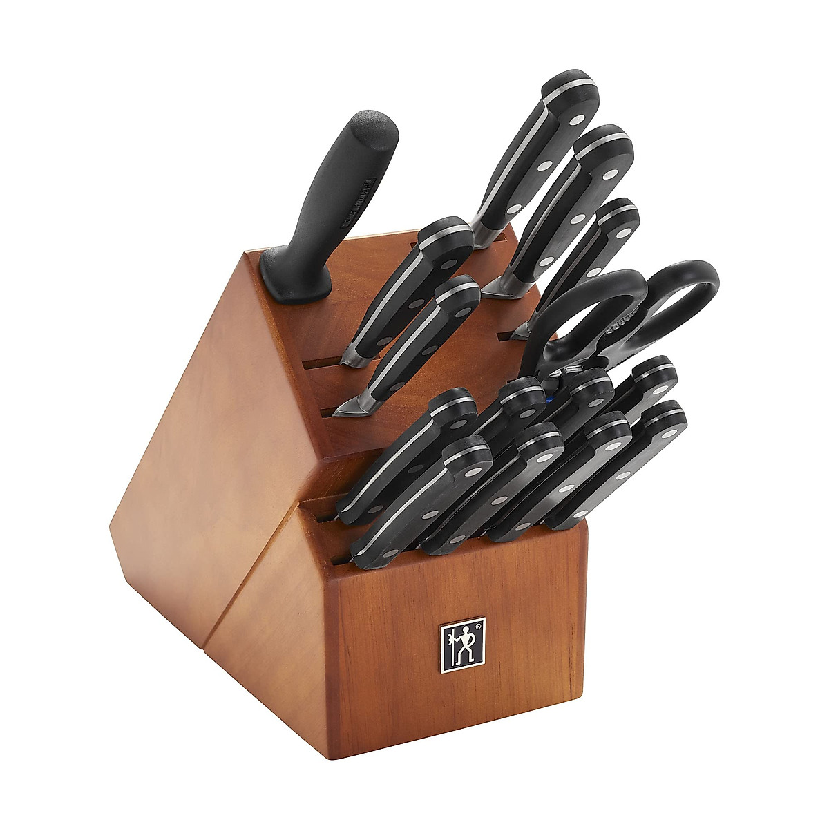 HENCKELS Couteau 16-pc Knife Block Set| 8 Steak Knives,Paring Knife,Serrated Utility Knife,Prep Knife,Bread Knife,Chef’s Knife, Sharpener, Shears