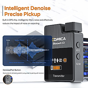 comica Wireless Lavalier Microphone, BoomX-D2 2.4G Compact Wireless Lapel Microphone System with 2 Transmitter and 1 Receiver,Lav Mic for Smartphone Camera Podcast Interview YouTube Facebook Live