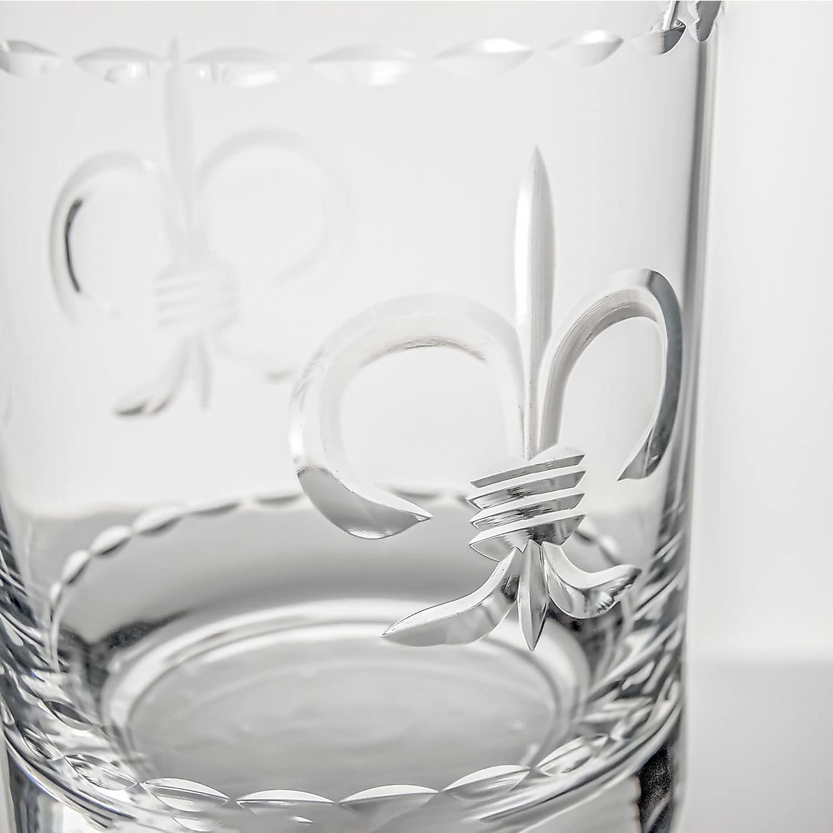 Rolf Glass Fleur De Lis Double Old Fashioned Glass 13 ounce - Whiskey Glass – Lead-Free Glass Tumbler - Etched Whiskey Tumbler Glasses – Proudly Made in the USA (Set of 4)