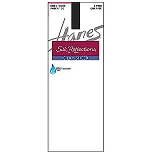 Hanes Silk Reflections Women's 2-Pack Knee High Sandalfoot, Jet, One Size