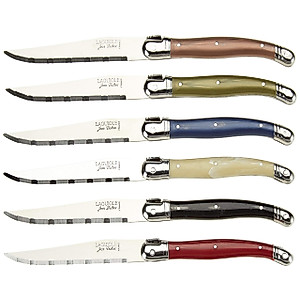 Jean Dubost Laguiole Block Steak Knives, one size, Blue/White/Light Blue