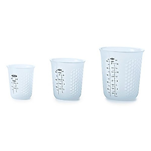 OXO Good Grips 3 Piece Squeeze & Pour Silicone Measuring Cup Set, Blue