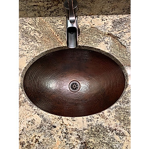 SimplyCopper 16" Oval Copper Bath Sink with 7" Faucet and Daisy Drain Drain Included