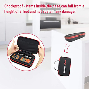 ThermoPro TP99 Hard Carrying Case Storage Bag for TP-20, TP-08S, TP-07 Wireless Remote Digital Cooking Food Meat Thermometer, Shockproof Waterproof Black Travel Protective Case/Box/Organizer