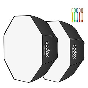 Godox 32"/80cm Umbrella Octagon Softbox, Studio Flash Reflector, Speedlight Octagonal Soft Box with Carrying Bag for Portrait, Product Photography (32inch/80cm-2pcs)