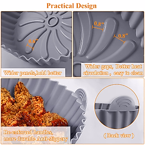 Stron-Dura 2 Pack Air Fryer Liners for 3 to 5 QT, Air Fryer Silicone Liners, reusable air fryer liners, (grey + pink, 2)