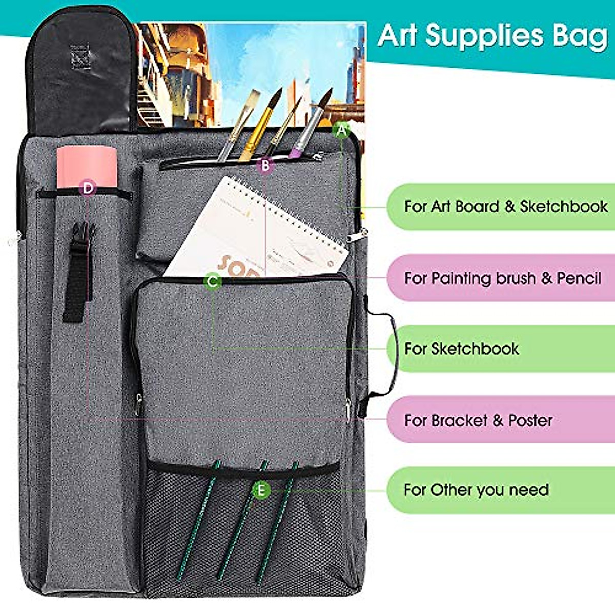 IN.DI&IN.WE Art Portfolio Case 18 x 24,Art Bags for Supplies Artwork/Poster Board/Project/Drawing Case.Large Art Portfolio/Display Screen Carrying and Traveling