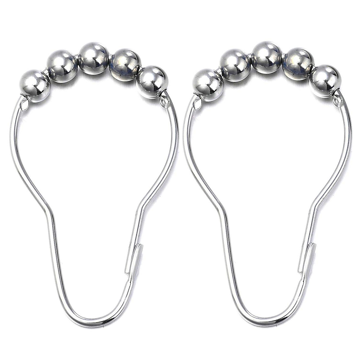 Fangkun 12pcs/Set Shower Curtain Rings Hooks Stainless Steel Hook Chrome Double Glide for Bathroom Shower Rods Curtains