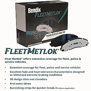Bendix Fleet Metlok MKD1094FM Semi-Metallic Front Brake Pads for Select Models Chevrolet City Express, Nissan Frontier, LEAF, NV200, Pathfinder, Xterra, Suzuki Equator