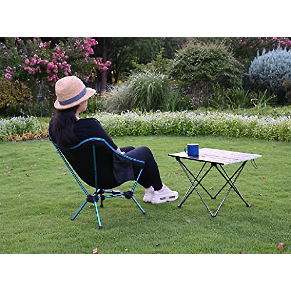 MARCHWAY Lightweight Folding Camping Chair, Stable Portable Compact for Outdoor Camp, Travel, Beach, Picnic, Festival, Hiking, Backpacking, Supports 330Lbs (Blue)