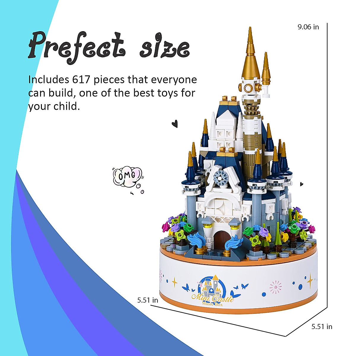 Nifeliz Castle Music Box Building Block Set. Construction Set to Build, Assembly Toy for Teens and Adult, Makes a Great Gift for People who Like Castle. New 2023 (617 PCS)