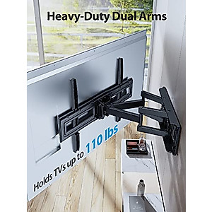 Pipishell Full Motion TV Wall Mount Bracket for 37-75 Inch LCD, QLED,OLED 4K Flat Curved TVs, Dual Arms Tilt Extension Swivel Articulating TV Mount, Max VESA 600x400mm up to 110lbs, Fits 16” Studs