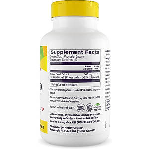 Healthy Origins MegaNatural BP-Grape Seed Extract, 300 mg - Blood Flow Support - Premium Grapeseed Extract Capsules - Non-GMO & Gluten-Free Supplement - 150 Veggie Capsules