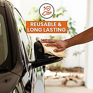 Leather Nomads Car Chamois - 4 Sqft Chamois | Real Chamois Natural Leather | Durable & Multipurpose | Fast Drying Lint Free Cleaning Chamois Leather Cloth